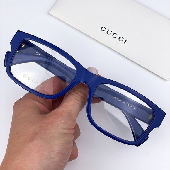 Gucci | Accessories | Guccigg141o 02 Eyeglasses Blue Square Men | Poshmark